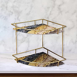 Gazechimp 2 Tier Makeup Storage Shelf Display Decoration Stand Corner Cosmetic Countertop Organizer for Bathroom, Kitchen, Office, Bedroom, Dresser, Style B