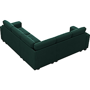 Belffin Velvet Modular Sectional Sofa Convertible Sectional Sofa Couch with Reversible Chaise L Shaped 4 Seater Corner Sofa Couch Green