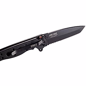 CRKT M16-10KZ EDC Folding Pocket Knife: Everyday Carry, Black Serrated Edge Blade, Tanto, Automated Liner Safety, Nylon Handle, Pocket Clip