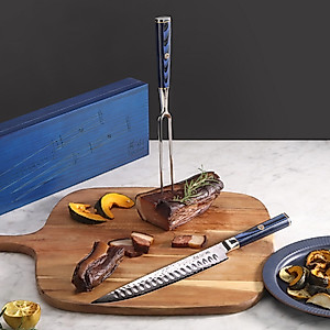 Cangshan Kita Series High Carbon X-7 Damascus Steel 2-Piece Carving Set With Ash Wood Box, 501516 (2pc)