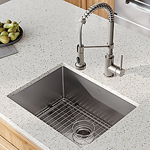 KRAUS 23-inch 16 Gauge Standart PRO Kitchen Sink Combo Set with Bolden 18-inch Kitchen Faucet and Soap Dispenser, Stainless Steel KHU101-23-1610-53SS