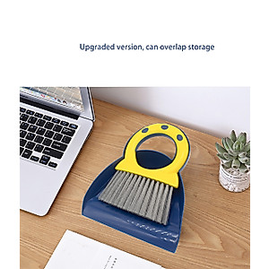 Mini Dustpan Set of Collecting Tray and Brush Small Dustpan and Brush Set(Deep Blue)