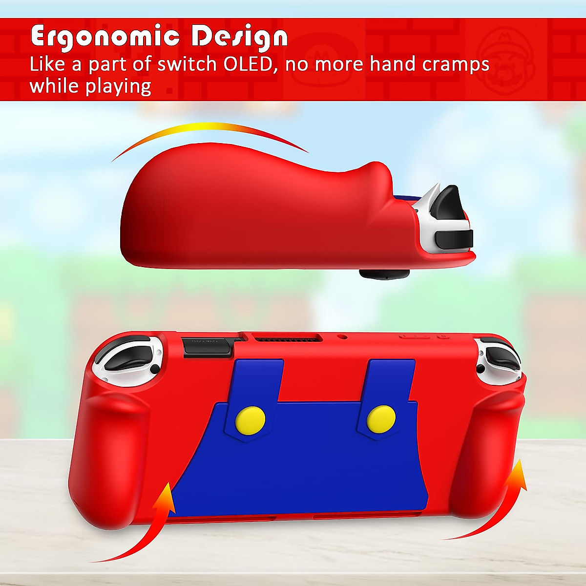 KENOBEE Silicone Case Compatible with Nintendo Switch OLED Model 2021, Soft Lightweight Ergonomic Grip Protective Cover with Shock-Absorption and Anti-Scratch Design for Switch OLED, Red