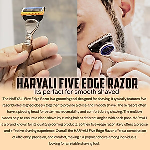 Haryali London 5 Edge Mens Shaving Safety Razor Wood Handle- Perfect Razors for Men That Suits All Skin Type