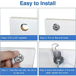 Cylinnda Cabinet Locks with Keys, 1-1/2" Long Cam Locks keyed Alike, Cabinet Cam Lock Set for Cabinets RV Storage Locks Tool Box Lock Thick Drawer, Zinc Alloy (2 Pack, 1-1/2 Inch)