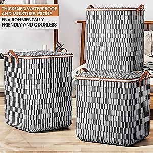 Lekgymr Fashion Clothes Storage Bags Large Capacity Zipper Clothes Storage Bins Closet Organizers Storage Containers with Durable Handles for Home Comforters Pillow Blanket Bedding Quilt