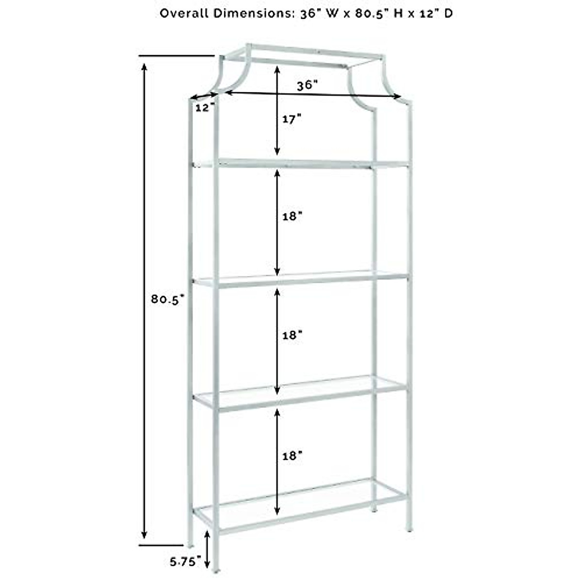 Crosley Furniture Aimee Etagere Bookcase - Gold and Glass