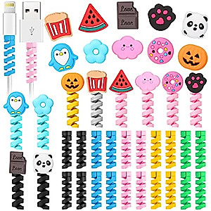 Flutesan 40 Pieces Phone Protect Accessory Charging Cable Protectors Cute Charger Protectors Cord Protector Cord Saver USB Charger for Cellphone Data Lines, Various Styles