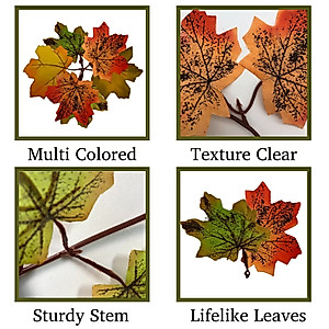 Gobograss Fake Maple Leaves Vines Hanging Garland 2pcs 11.4ft Silk Leaves for Home Decor Hanging Plants Greenery Garland Fake Flower for Garden Halloween Thanksgiving Party Wall Decor