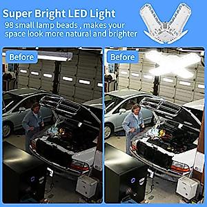 Mutois LED Garage Light, 2-Pack Garage Lights Ceiling LED Shop Light 100W Deformable Garage Lights Bulb E26/E27 6500K LED Garage Lighting, Garage Lights for Garage Workshop Basement Warehouse Barn