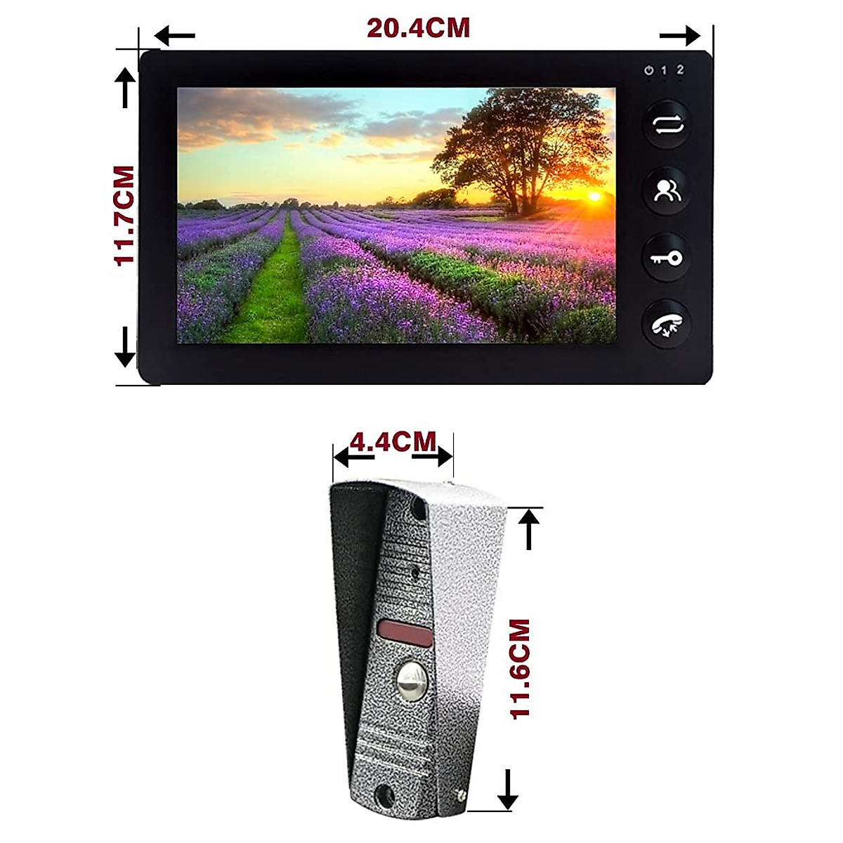 FBITE Video Door Phone Intercom System 7 Inch White Indoor Monitor Night Vision Rainproof Outdoor Doorbell