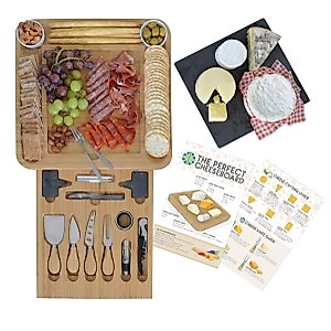 Cotswold Homeware Co Cheese Board Set - Wooden Serving Platter, Cheese Cutting Board & Cheese Knife Set, Charcuterie Accessories, Unique for Housewarming, Party Hosting Essentials
