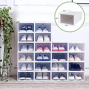 TTONSUE Shoe Box Set Storage Plastic Home, Clear Plastic Shoe Storage Boxes for, Shoe Organizer Storage Bins with Lids, Clothes Under Bed Shoe Storage Container