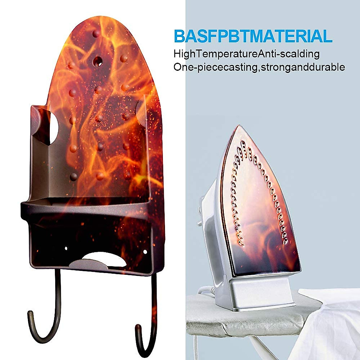 Ironing Board Hanger Wall Mount Iron Hanger Ironing Board Rack Electric Iron Holder Household Bathroom Shelf - for Max 5 inch Width