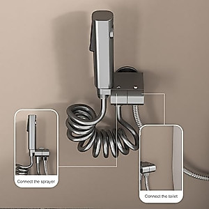 Bidet Sprayer for Toilet, Handheld Sprayer Kit Brass Cloth Diaper Sprayer Set Wall-Mounted Bidet Sprayer High Pressure Handheld Bidet Sprayer for Toilet Double Control Switch (Chrome)