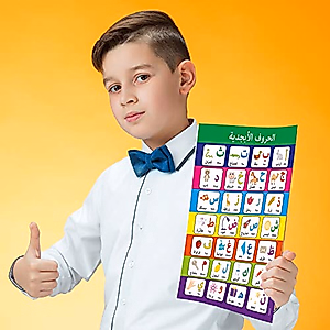 Dosmaxx 10 Large Arabic&English Educational Posters for Kids,Arabic Alphabet for Kids,Preschool, Homeschool,and Elementary Classroom Displays,Teach Numbers,Colors,Animals,Arabic Letters,Weather