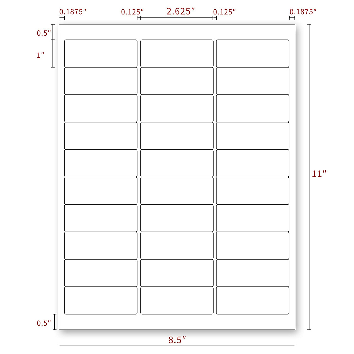 KKBESTPACK Label Sticker, Address Labels – 30 Up Shipping Labels 1” x 2-5/8” Self-Adhesive Barcode FNSKU Stickers for Inkjet and Laser Printer (100 Sheets / 3000 Labels) (KK30)
