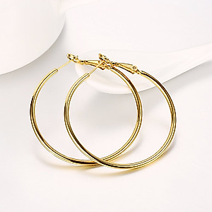 Gold Hoop Earrings, 18K Gold Plated Rounded Hoops Earrings for Women