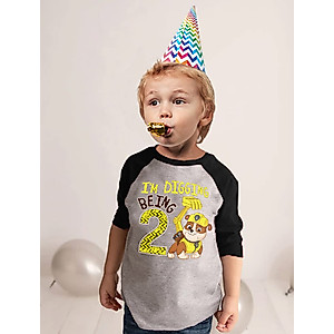 Rubble Digging Being 2 Paw Patrol 2nd Birthday Shirt Boy Toddler Kids Raglan 2T Dark Gray