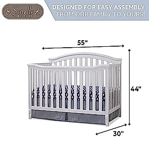 Sorelle Furniture Berkley Crib, Classic 4-in-1 Convertible Crib, Made of Wood, Non-Toxic Finish, Wooden Baby Bed, Toddler Bed, Child’s Daybed and Full-Size Bed, Nursery Furniture - White