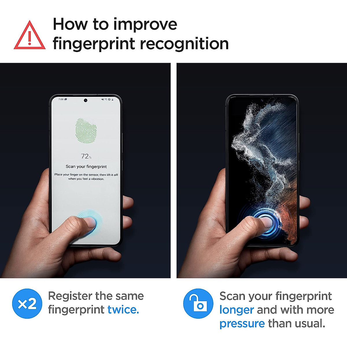 Spigen Tempered Glass Screen Protector [Glas.tR EZ Fit] designed for Galaxy S22 [Case Friendly] - 2 Pack