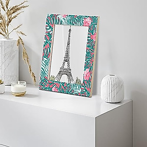 Gublec 4x6 Frame for Wall Decor Palm Leaves Red Wood Photo Frame with High-Clarity Plexiglas Picture Frames for Farmhouse Living Room Office Desk