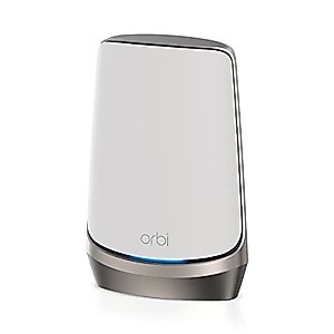NETGEAR Orbi Quad-Band WiFi 6E Mesh Add-on Satellite (RBSE960) - Works with Orbi RBRE960, RBKE962, RBKE963, Adds Coverage Up to 3,000 sq. ft, AXE11000 (10.8Gbps), White Silver