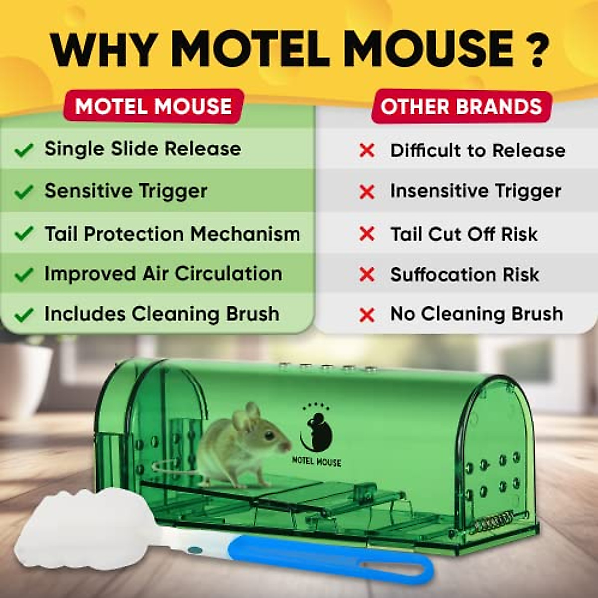 Humane Mouse Traps Indoor for Home Mice Traps for House Indoor No Kill Live Catch Mouse Trap Smart Traps That Work Animal Rodent Catch and Release Double Mousetraps Easy Set Reusable Hotel - 2 Pack