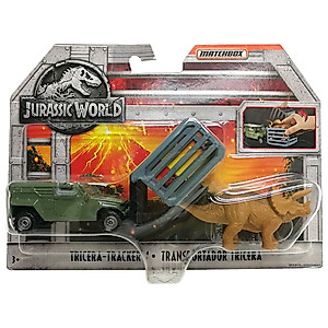MATCHBOX JURASSIC WORLD DINO TRANSPORTERS TRICERA-TRACKER Vehicle and figure
