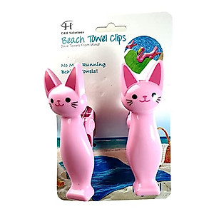 Pink Cat Style Beach Towel Clips Jumbo Size for Beach Chair, Cruise Beach Patio, Pool Accessories for Chairs, Household Clip, Baby Stroller. by C&H Solutions