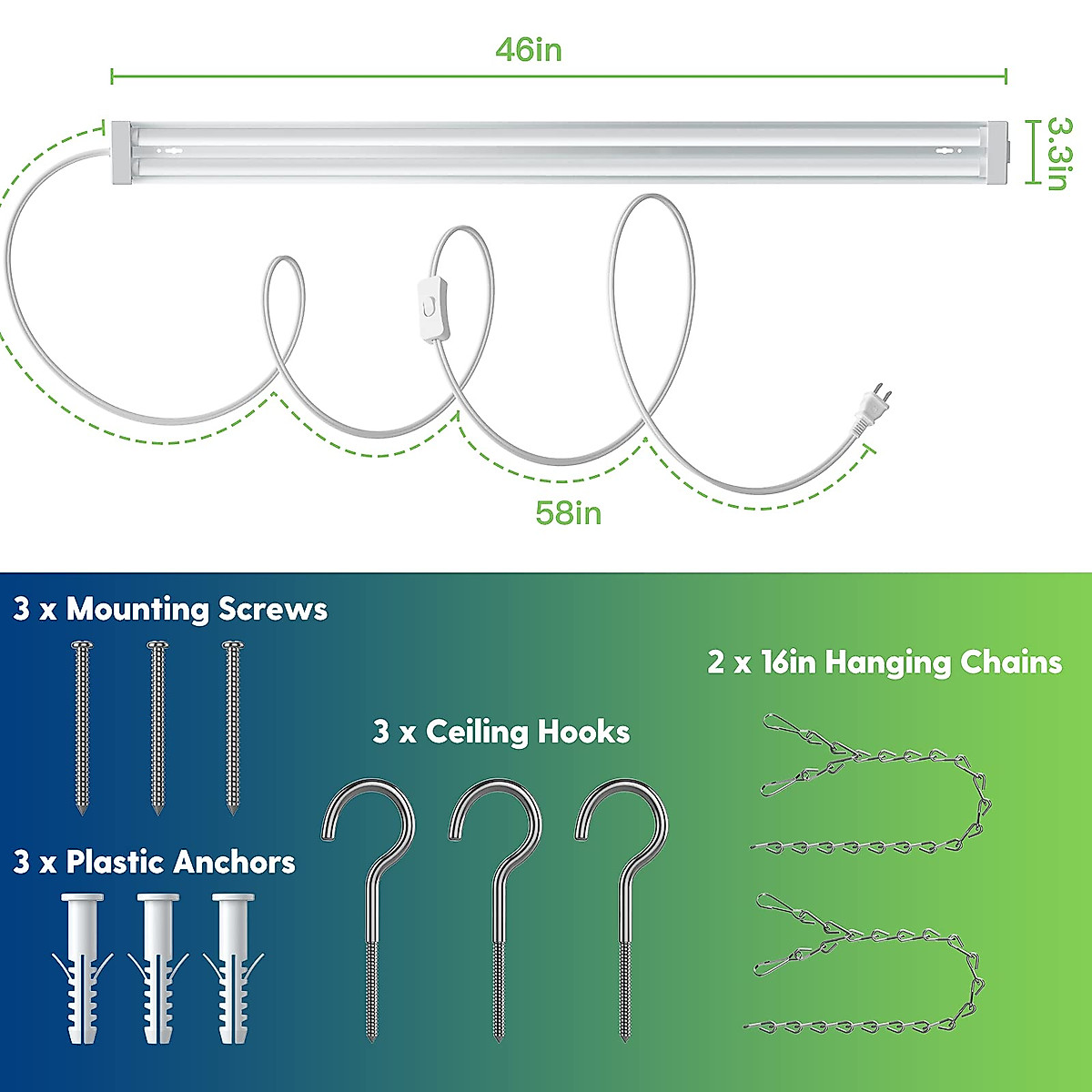 FREELICHT 6 Pack Linkable LED Utility Shop Light, 4000 LM, 4 FT, 48 Inch Integrated Fixture for Workshop, 40W Equivalent 260W, 5000K Daylight, Surface + Hanging Mount – ETL