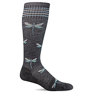 Sockwell Women's Dragonfly Moderate Graduated Compression Sock, Charcoal - S/M