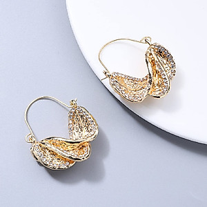 Twisted Leaf Earrings for Women, Cute Plant Leaf Earrings for Womens, Funny Leaf Statement Dangle Earrings Hypoallergenic, Spiral Leaf Drop Earrings, Zinc, No Gemstone