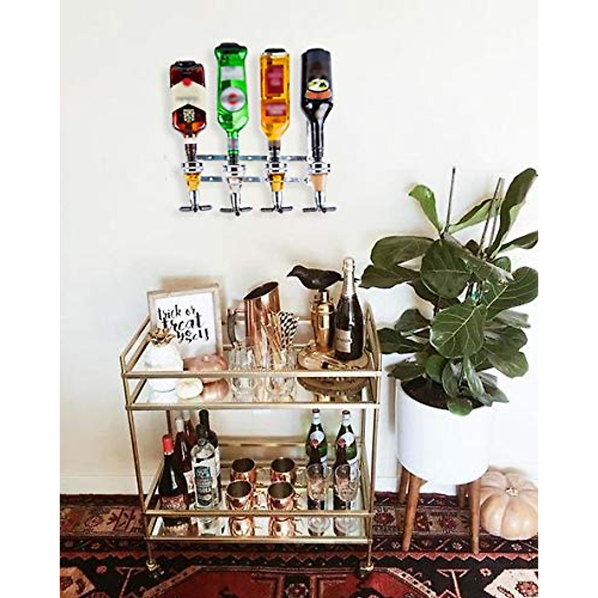 Liquor Bottle Dispenser, 4 Liquor Bottle Dispenser Wall Mount, Liquor Dispenser for Home Bar, Bottle Holder for Alcohol Wall Mount Dispenser