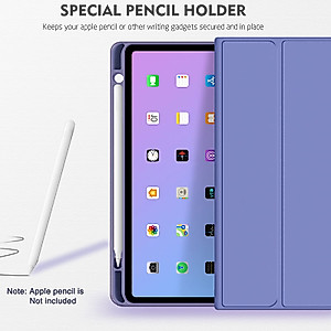 ABEIFAN iPad Pro 11 inch Case with Keyboard, Wireless Detachable Keyboard for iPad Pro 11-inch 4th 2022/ 3rd 2021/2nd 2020 with Pencil Holder, Grey Purple