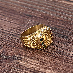 JAJAFOOK Gold Plating Cubic Zirconia Religious Our Lady of Guadalupe Virgin Mary Ring Religious Ring