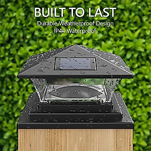 Davinci Lighting Classic Solar Outdoor Post Cap Lights - 4x4 5x5 6x6 - Bright LED Light for Fence Deck Garden or Patio Posts - Slate Black (4 Pack)