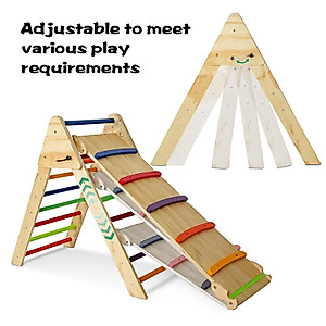 Babion Pikler Triangle Set, 2-in-1 Toddler Climbing Toys Indoor, Indoor Playground Climbing Toys for Toddlers, Indoor Jungle Gym, Montessori Climbing Set with Triangle & Ramp