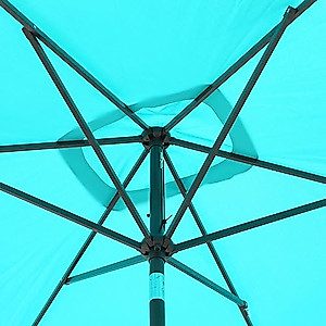 Clihome Patio Umbrella 10'x6'5 Rectangular Outdoor Umbrella Market Table Umbrella with Push Button Tilt and Crank for Patio Backyard Garden Deck Pool (Light Blue)