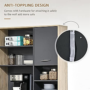 SEASD 67" Freestanding Buffet, Kitchen Storage Cabinet with 3 Drawers, Cable Management, 4 Cubbies and 2 Cabinets.