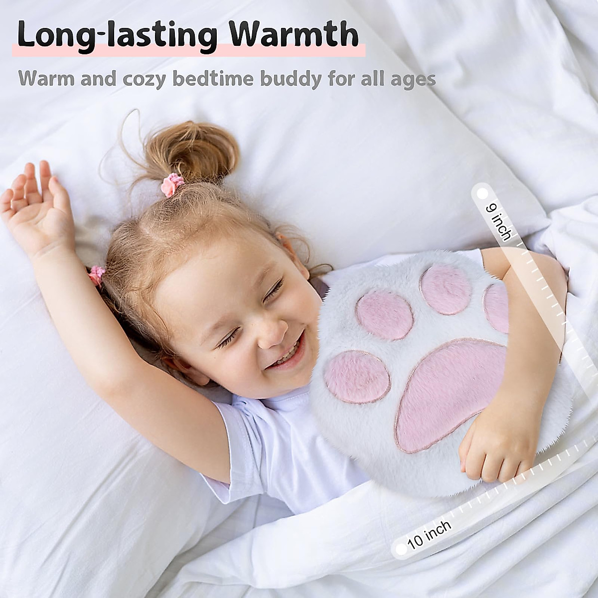 SuzziPad Ultra-Soft Microwave Heating Pads for Cramps, White Throw Pillow with Flaxseed & Cotton, Cat Paw Heat pad Microwavable for Cuddle, Warm Compress Moist Heat Pack for Pain Relief & Relaxation