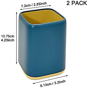 Cerpourt 2 Pack Desk Pen Holder,Two-Tone Cute Pen Cup Makeup Brush Holder,Durable Desktop Organizer Pencil Holder for Desk,Vanity Table,Office Supplies (Blue)