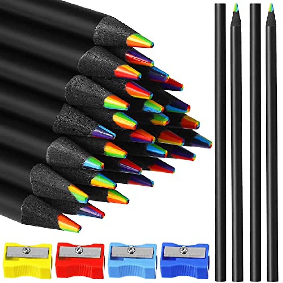 48 Pcs Rainbow Colored Pencils: 7-in-1 Art Drawing Set