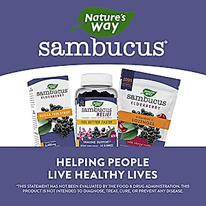 Nature’s Way Sambucus Relief Gummies, Feel Better Faster**, Reactive Support, Clinically Proven South African Geranium, with Elderberry, Vitamin C & Zinc, 60 Gummies