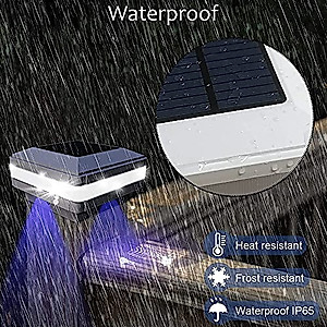 Sumaote Solar Post Cap Light, Outdoor Waterproof LED Solar Post Light Fits 4x4 5x5 6x6 Wooden Posts Fence Post Lights Platform Garden Patio Deck Lighting 6000K White Light, White Shell,1 Pack