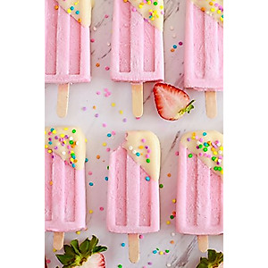 Ecozoi Stainless Steel Popsicle Molds and Rack - 6 Square Ice Pop Makers + 30 Reusable Bamboo Sticks + 12 Silicone Seals + 1 Cleaning Brush +1 Rack