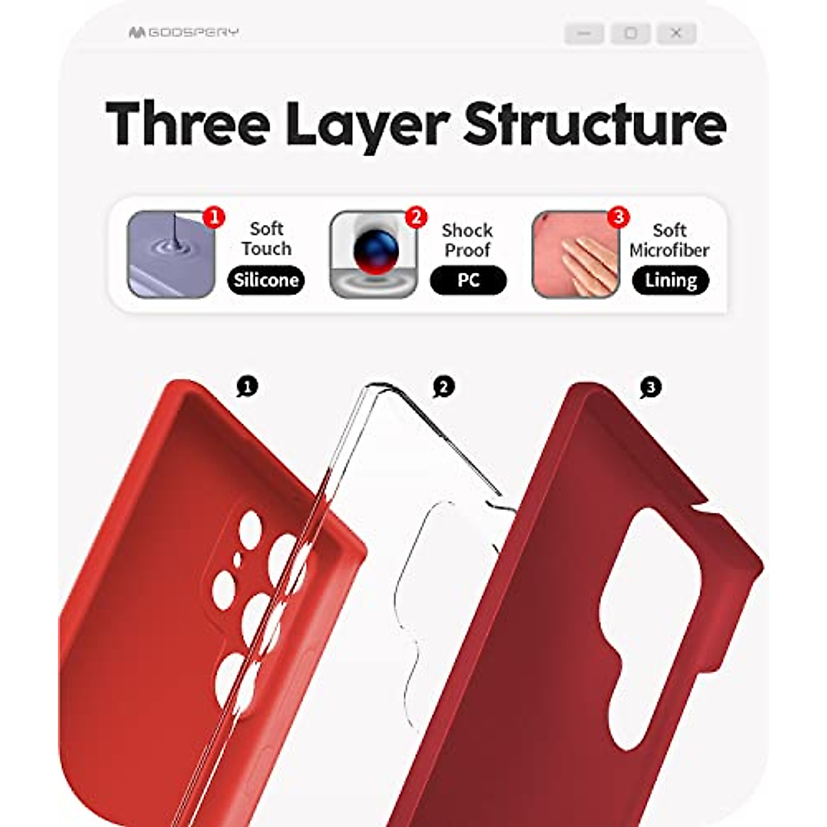 GOOSPERY Liquid Silicone Designed for Galaxy S23 Ultra Case Silky-Soft Touch Full Body Protection Shockproof Cover Case with Soft Microfiber Lining - Red