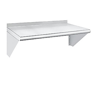 HARDURA Stainless Steel Shelf 14" x 24", 240lb Commercial Shelves Wall Mount Metal Shelving with Backsplash and Brackets for Kitchen, Restaurant, Laundry Room and Home
