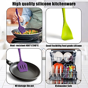 KAY RUK Kitchen Silicone Utensil Set,10Pcs Silicone Cooking Utensils Set,Food Grade Safety Silicone Utensils,480℉Heat Resistant Kitchen Tools,Seamless Easy to Clean, Non Stick Utensils(Multicolor)
