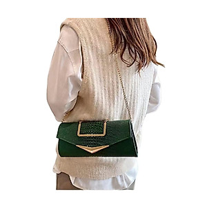 WIGUYUN Women Vegan Leather Evening Handbag Crocodile Pattern Handle Clutch Purse Cross Body Envelope Bag Khaki